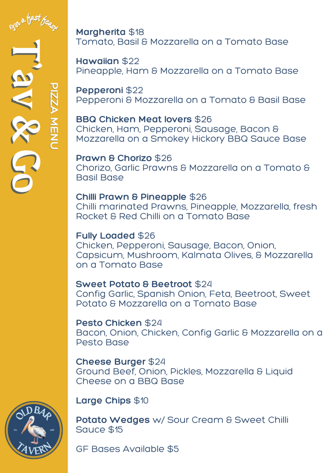 MAIN MENU - Old Bar Tavern